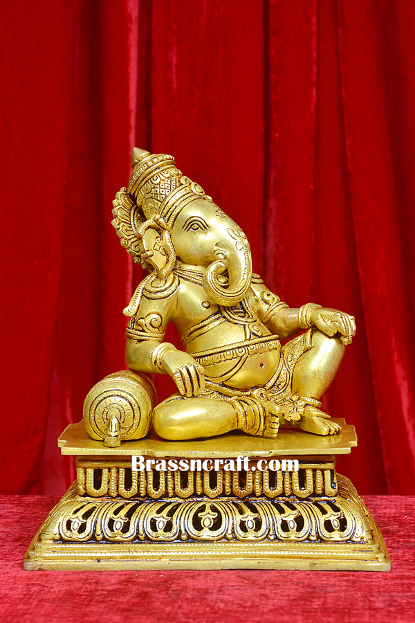 Brass Reclining Ganesh Idol – Brassncraft